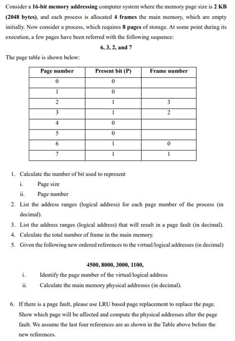 Solved Consider A 16 Bit Memory Addressing Computer System Where The