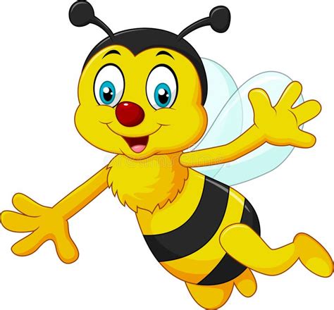 Cartoon Bee Waving Hand Isolated On White Background Stock Vector