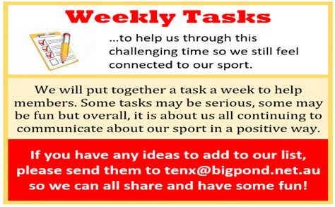 A Task A Week The Official Home Of Australia S