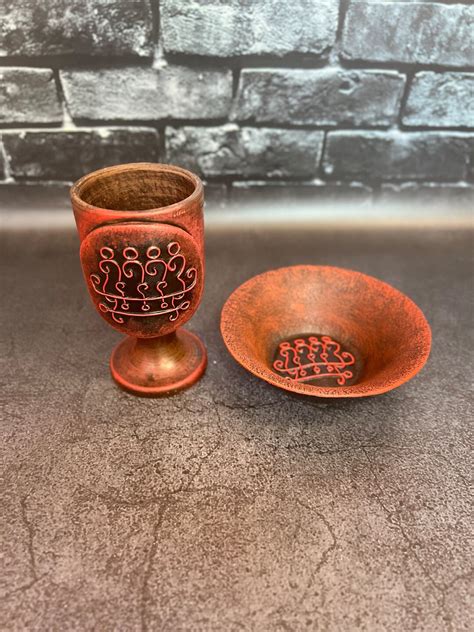 Paimon Set Ars Goetia Demon Sigil Offering Bowl Altar Cup Goblet Plate