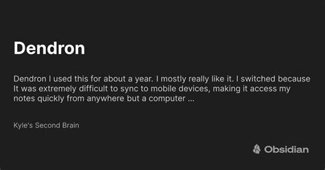 Dendron Kyles Second Brain Obsidian Publish