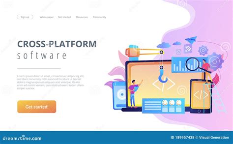 Cross Platform Development Concept Landing Page Stock Vector Illustration Of Configure