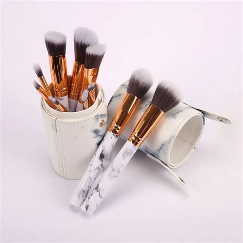 10 Pièces Marbre Motif Pinceaux De Maquillage Professionnel Cosmétiques