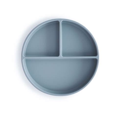 Силиконовая секционная тарелка Mushie Powder Blue