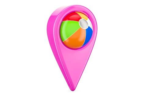 Premium Photo Map Pointer With Beach Ball Location Concept 3d Rendering