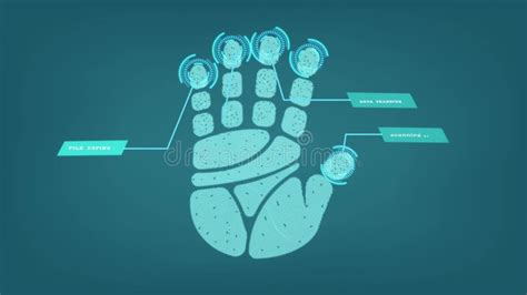 Full Palm Fingerprint Scan Login 3d Rendering And Circle Line
