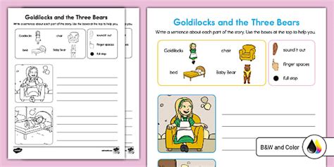 Goldilocks And The Three Bears Writing Worksheet For K 2nd Grade