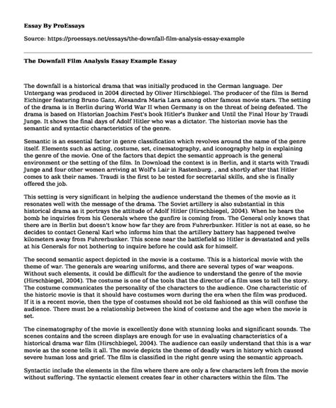📗 The Downfall Film Analysis Essay Example Free Essay Term Paper Example