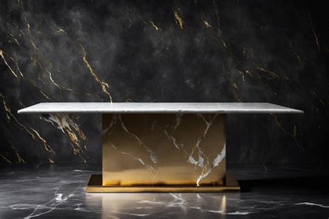 A Marble Counter Top With A Gold Base And A Marble Top Premium Ai