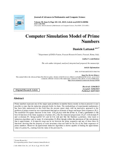 pdf computer simulation model of prime numbers daniele lattanzi