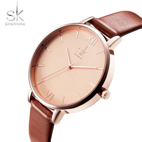 New Brand SK Clock Women Leather Band Waterproof Ladies Fashion Casual ...