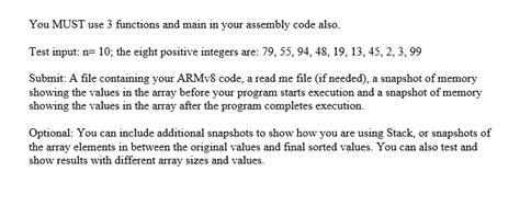 Solved Write And Test An Armv8 Program To Sort An Array Of