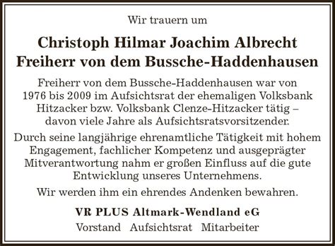Das Trauerportal Für Lüchow Dannenberg › Todesanzeigen › Christoph Von