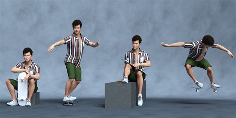 Skate Away Poses For Genesis 9 And Bw Skateboard 06 Daz 3d