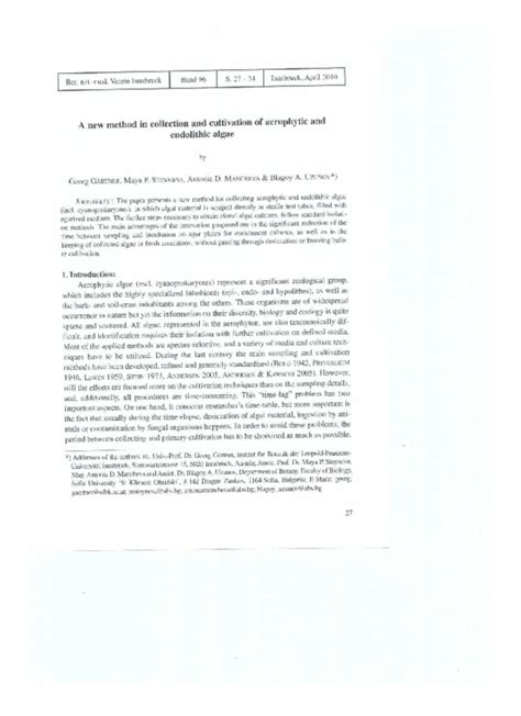 A New Method In Collection And Cultivation Of Aerophytic And Endolithic