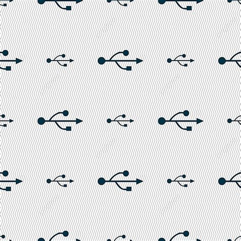 Vector Seamless Pattern Of Geometric Texture Featuring Usb Icon Symbol