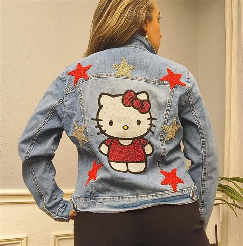 Hello Kitty Denim Jacket Hello Kitty Jean Jacket Etsy