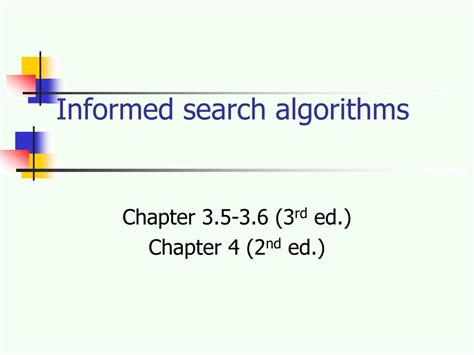 ppt efficiency and optimization in search algorithms informed search