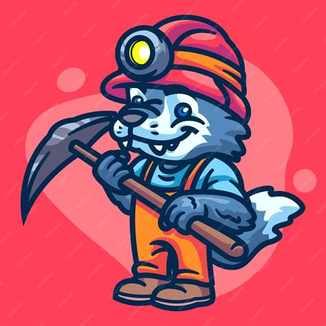 Premium Vector Wolf Crypto Miner Character Illustration