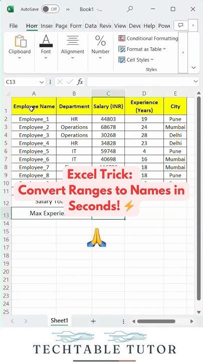 turn excel ranges into named ranges in seconds ⚡ excel excelshorts