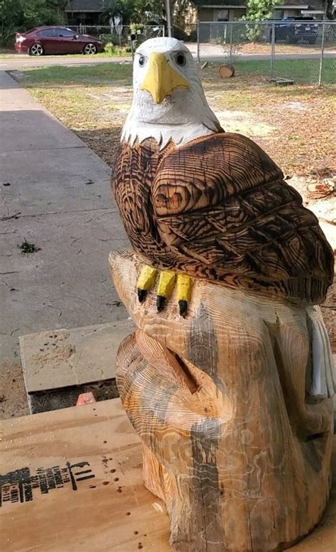 Chainsaw Carved Bald Eagle Bald Eagle Statue 25 Statue Torched