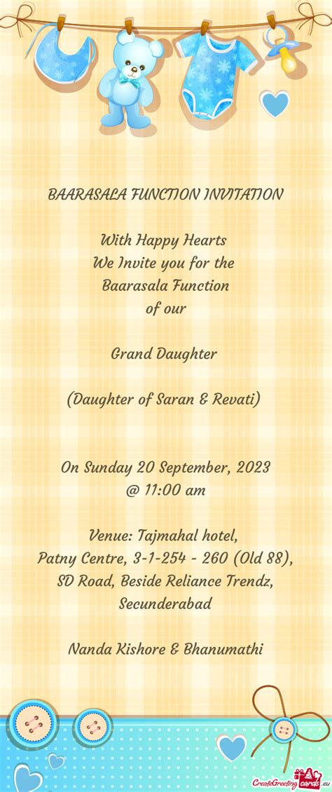 Baarasala Function Invitation Free Cards