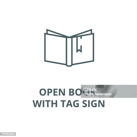 Buka Buku Dengan Tag Sign Ikon Garis Vektor Konsep Linear Tanda