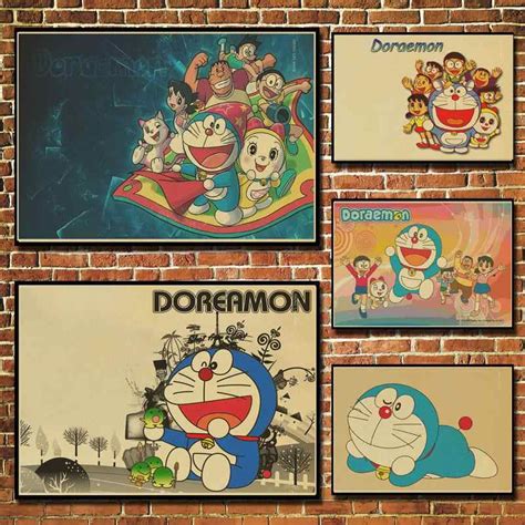 Retro Kartun Poster Film Doraemon Kertas Dekoratif Doraemon 3045658