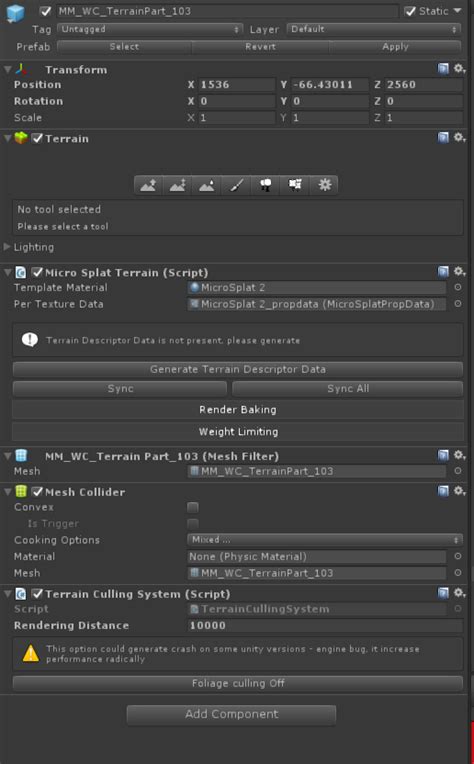 terrain performance and mesh materializer created converted terrain