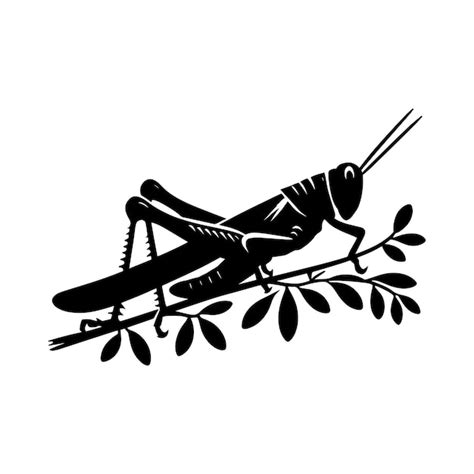Grasshopper Silhouette Isolated On A White Background Minimalist