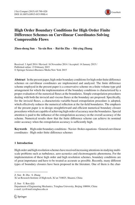 Pdf High Order Boundary Conditions For High Order Finite Difference