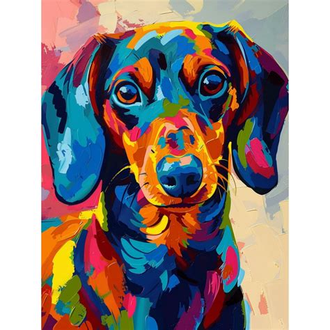 Diy 5d Diamond Art Colored Black Dachshund Dog Paint With Full Drill