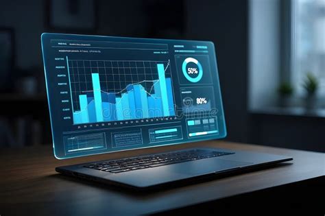Real Time Data Visualization On Laptop Screen Stock Illustration