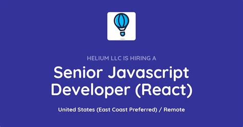 Senior Javascript Developer React At Helium LLC Joblist App