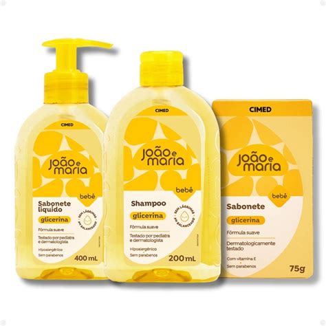 Kit João E Maria Cimed Glicerina Sabonete Liquído 400ml Shampoo 200ml