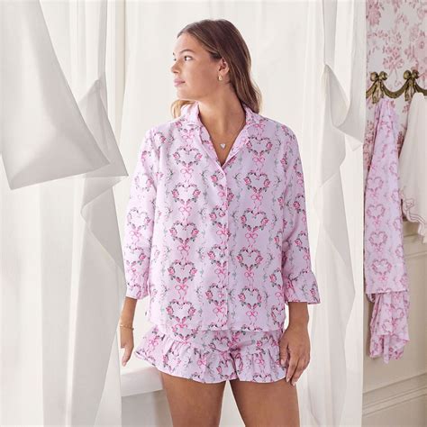 Loveshackfancy Floral Heart Sateen Pajama Short Set Pottery Barn Teen