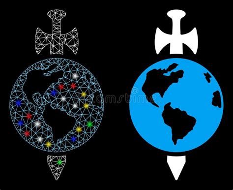 Earth Guard Vector Mesh Network Model And Triangle Mosaic Icon Stock Vector Illustration Of