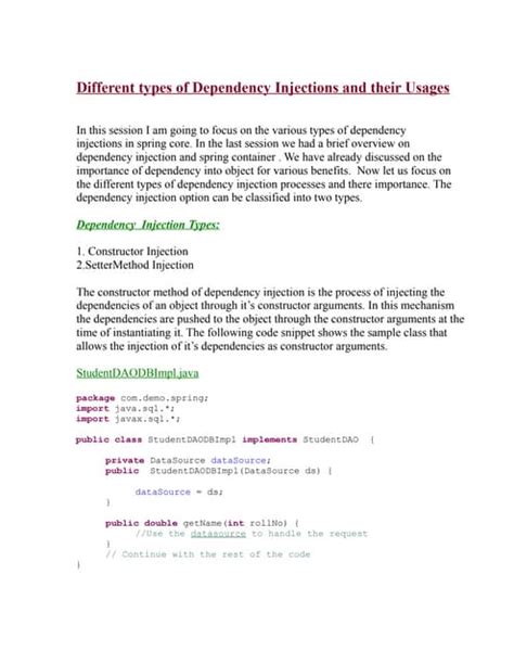 Spring Dependency Injection Ppt