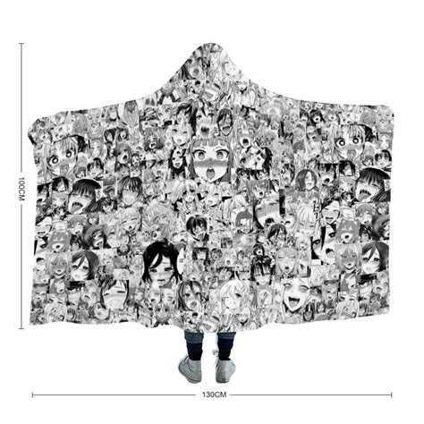 Ahegao Hooded Blanket Anime Manga Girls Lewd Ecchi Ahegao Etsy