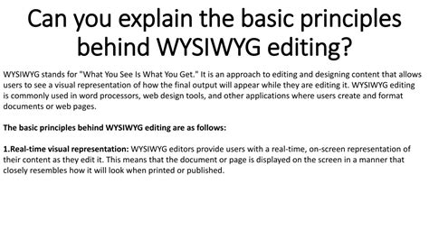 Ppt Can You Explain The Basic Principles Behind Wysiwyg Editing