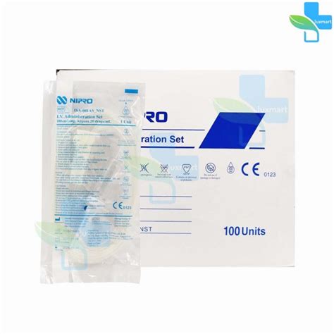 Nipro Iv Set สายชุดให้น้ำเกลือ นิโปร สายน้ำเกลือผู้ใหญ่ 20 หยด [100 ชิ้น 1 กล่อง ] I V