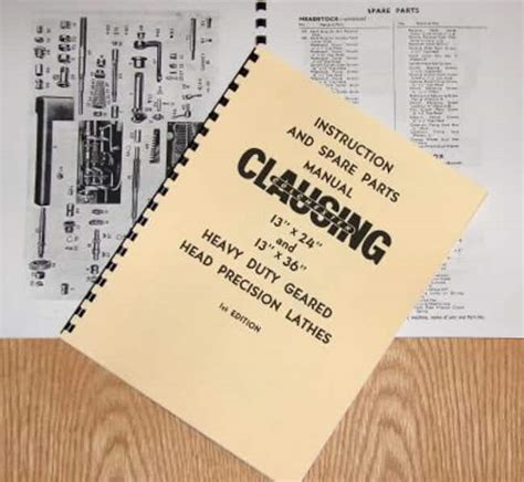 Clausing Colchester 13x24 13x36 Metal Lathe Operator Part Manual Ozark Tool Manuals And Books
