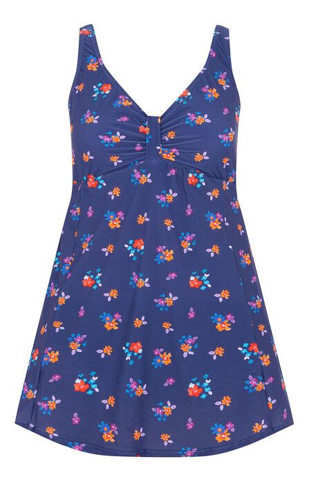Ditsy Print Swimdress With Tab Front Detail Bonmarché