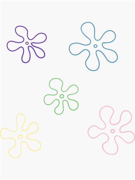 Sponge Bob Flower Pack Sticker By Emily Rooney Texture Graphic Design Spongebob Flower Tattoos