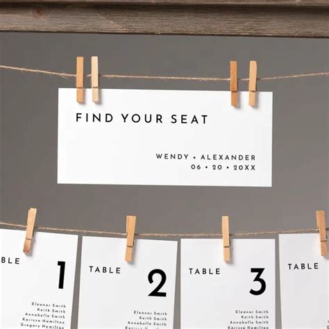 white modern bold hanging seating chart header zazzle