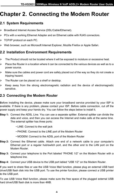 TP Link Technologies TDVG Mbps Wireless N VoIP ADSL Modem Router User Manual User S