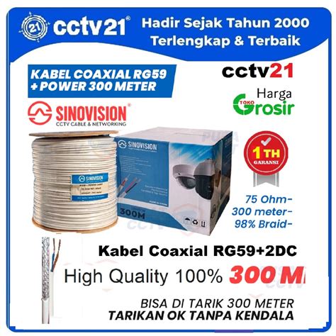 Jual Kabel Camera Cctv Coaxial Rg59 Power Sinovision 300m Harga Promo