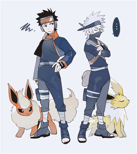 Flareon Jolteon Hatake Kakashi And Uchiha Obito Pokemon And 2 More