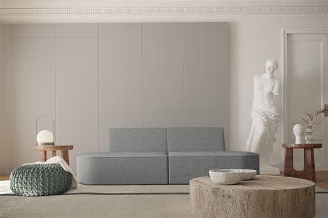 Sofa Designersofa 2 Sitzer Milot In Stoff Ascot Bukla Grau Sofas 2