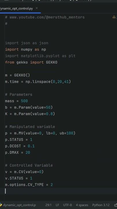 Solve Dynamic Optimization Problems With Python And Gekko Youtube